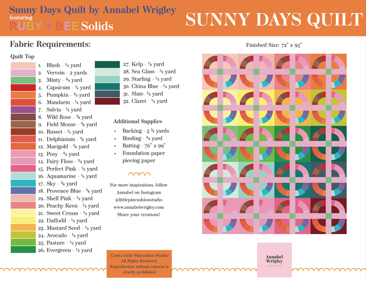 Sunny Days Quilt pattern - PDF. – Annabel Wrigley handmade