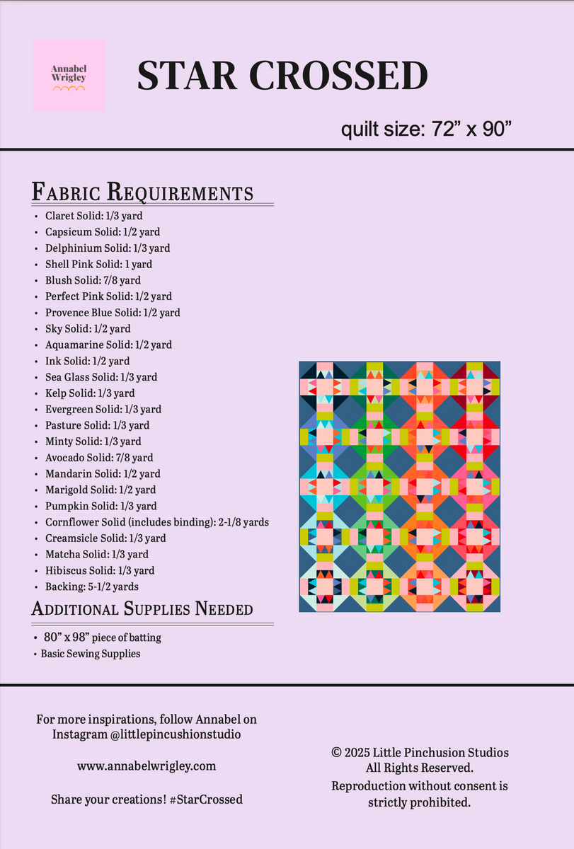 Star Crossed Quilt pattern PDF – Annabel Wrigley handmade
